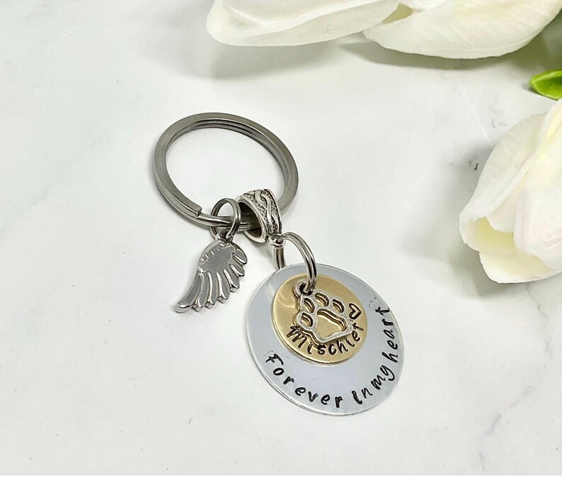 LILY KEYCHAIN Memorial Paw Print, Cat Dog Engraved Personalized Key ...