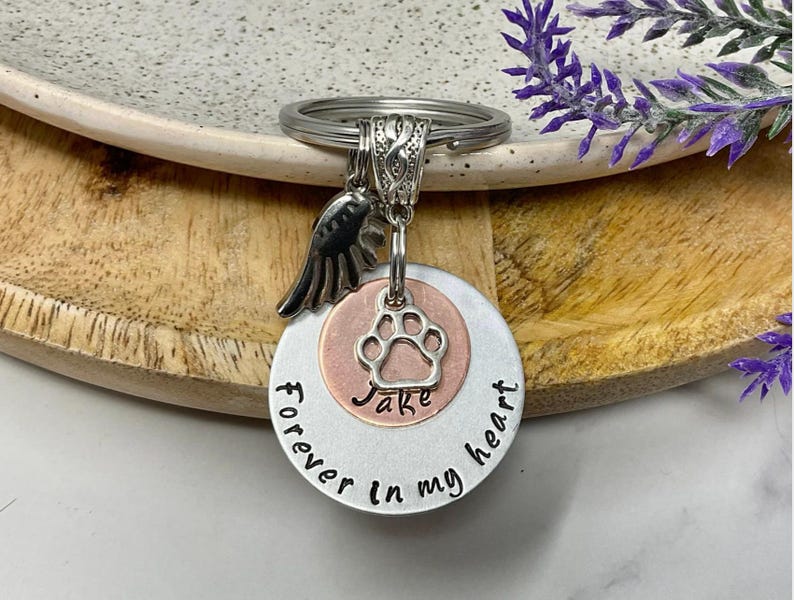 LILY KEYCHAIN Memorial Paw Print, Cat Dog Engraved Personalized Key ...