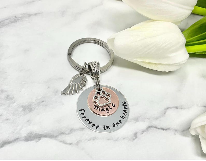 LILY KEYCHAIN Memorial Paw Print, Cat Dog Engraved Personalized Key ...