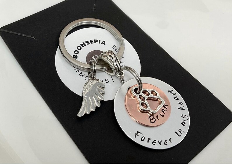 LILY KEYCHAIN Memorial Paw Print, Cat Dog Engraved Personalized Key ...