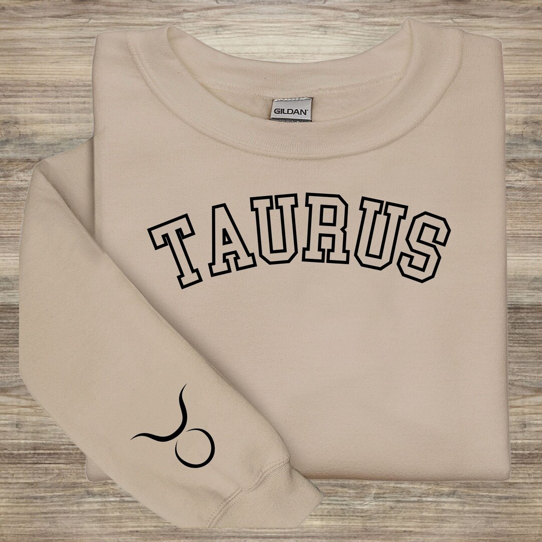 Taurus Sweatshirt With Sleeve Design, Zodiac Sweatshirt, Taurus Sign ...