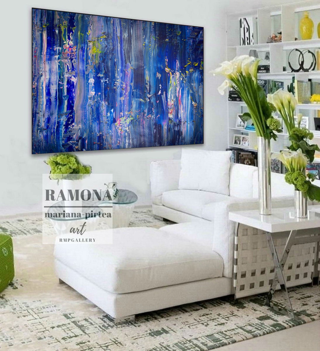 Large Abstract Art Painting Blue Abstract Wall Art Blue Art - Etsy