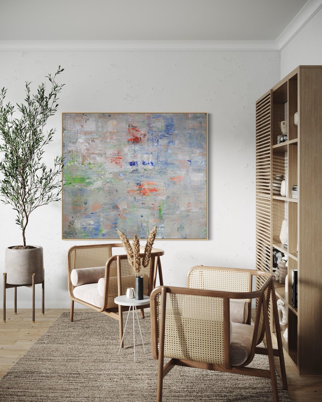 Bright Extra Large Oil Acrylic Painting on Canvas, Oversized Abstract ...