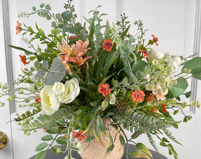 Spring Floral Tabletop Arrangement, Artificial Freesia, Rose ...