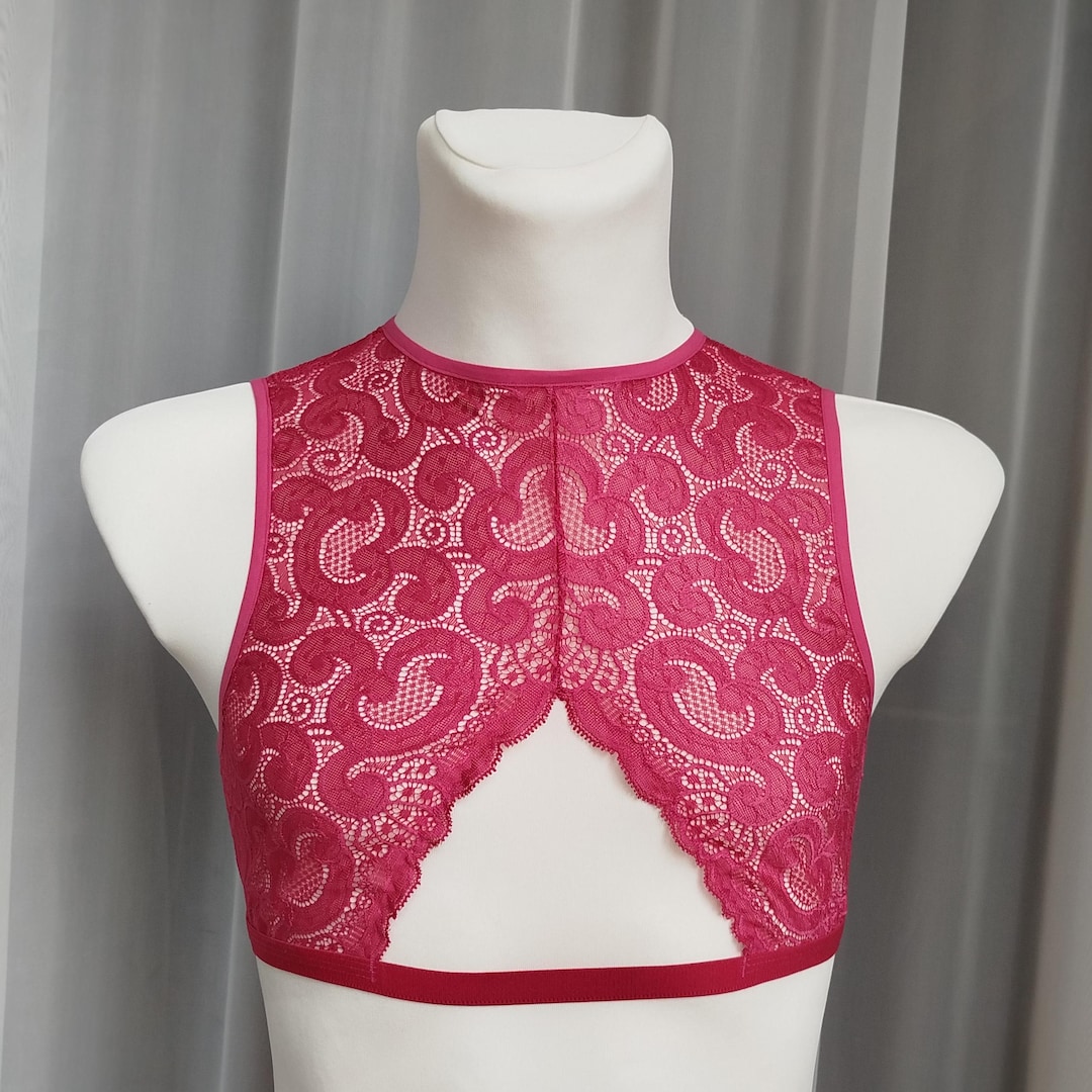 Raspberry Kiss Lace Bustier for Men, Crossdresser, Sissy Lingerie for ...