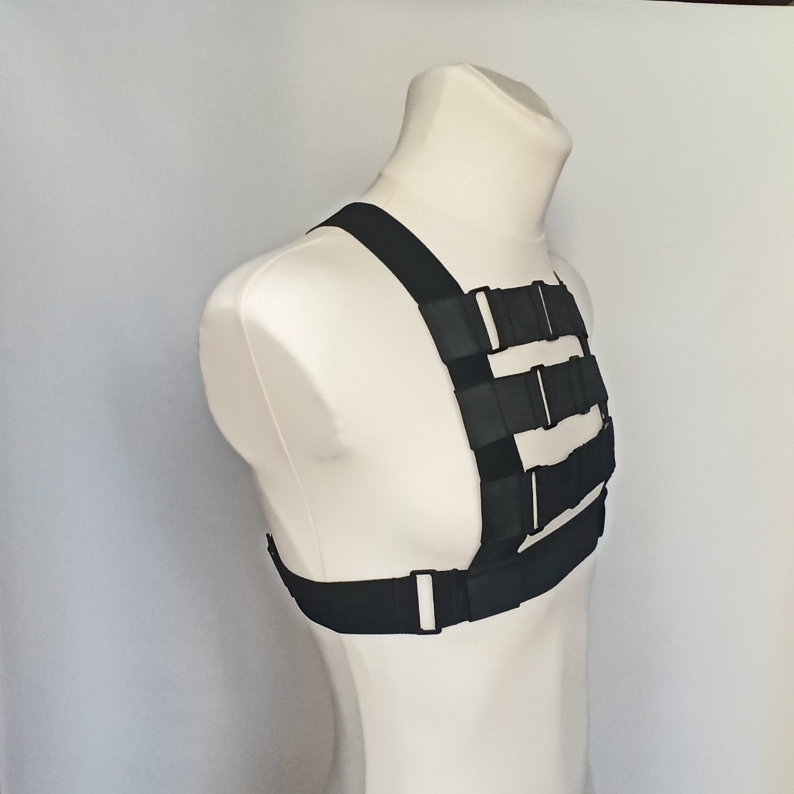Black Gate Black Elastic Chest Harness With Metal Hardware - Etsy