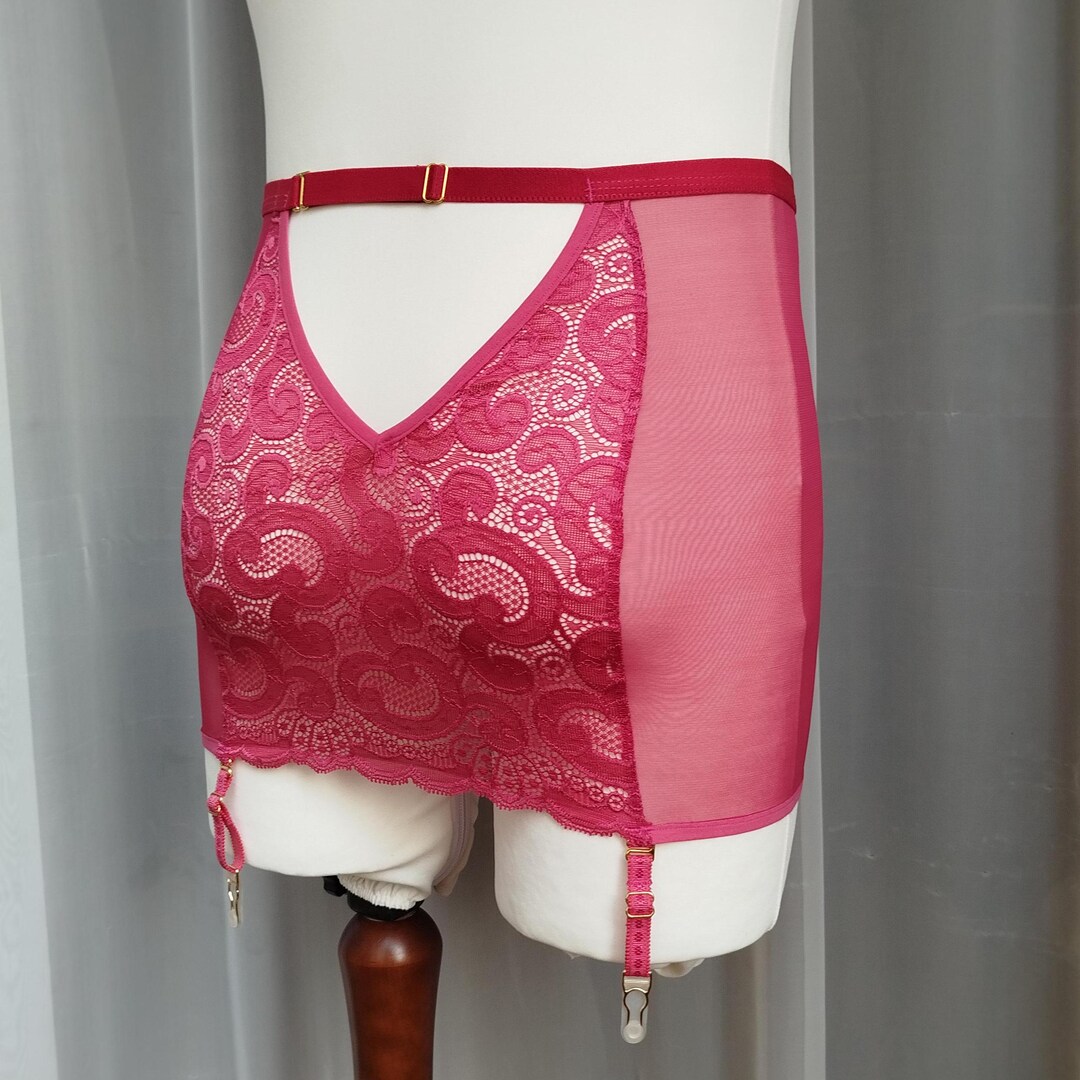 Raspberry Kiss Lace Garter Skirt for Men, Crossdresser, Sissy Lingerie ...