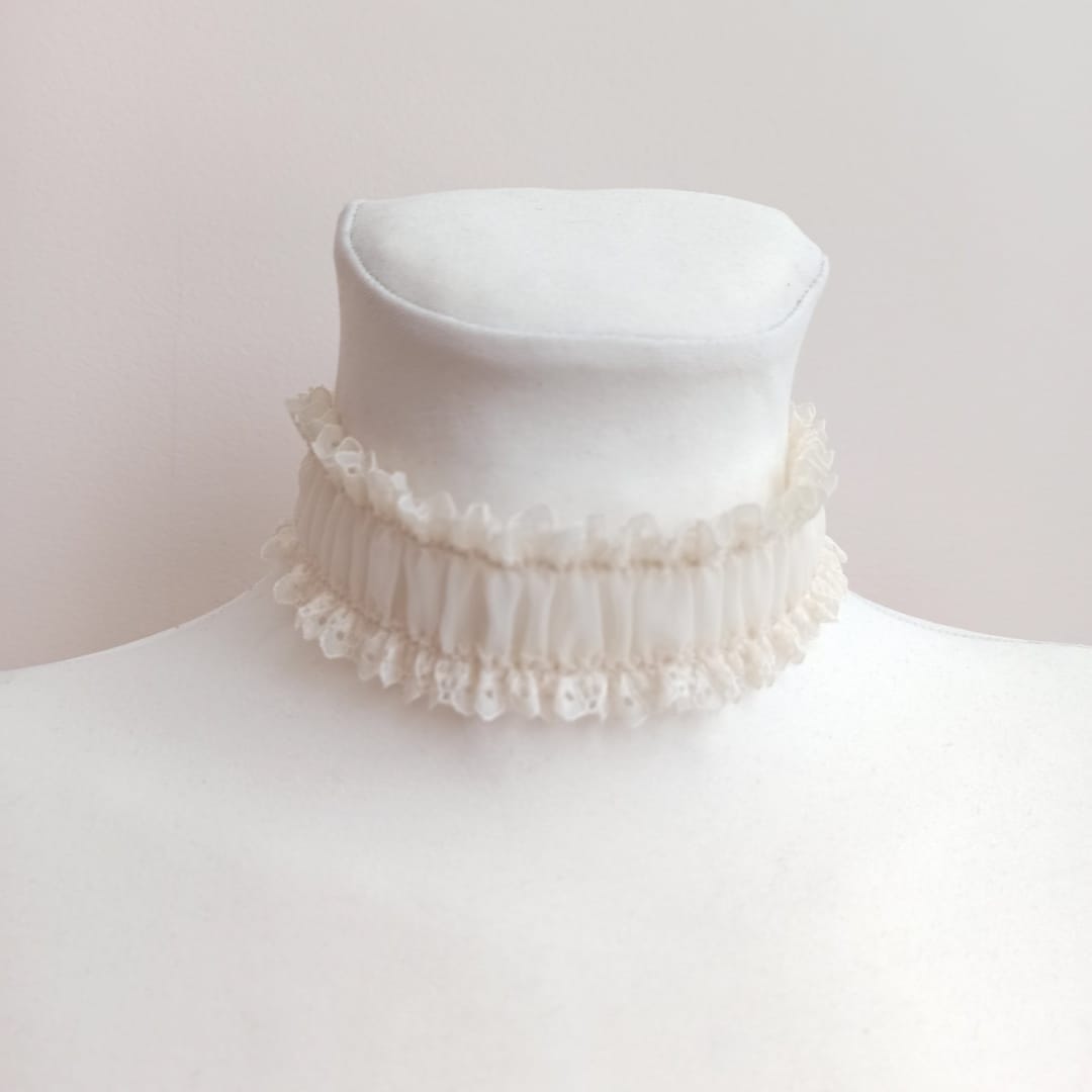 Ivory Ruffle Stretch Lace Choker - Choker Necklace, Victorian Style ...