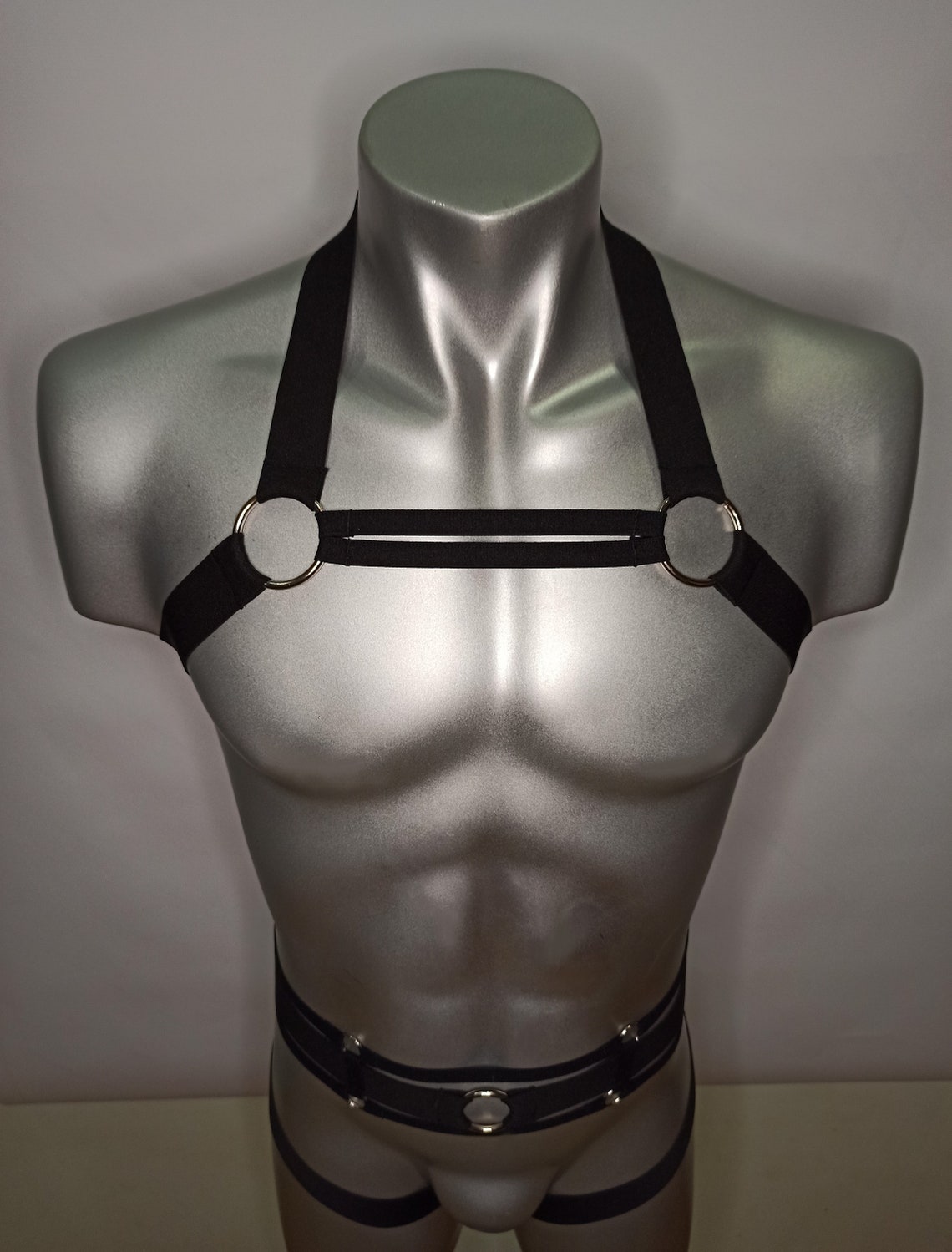 8r Men Black Elastic Harness Set Strap Harness Etsy