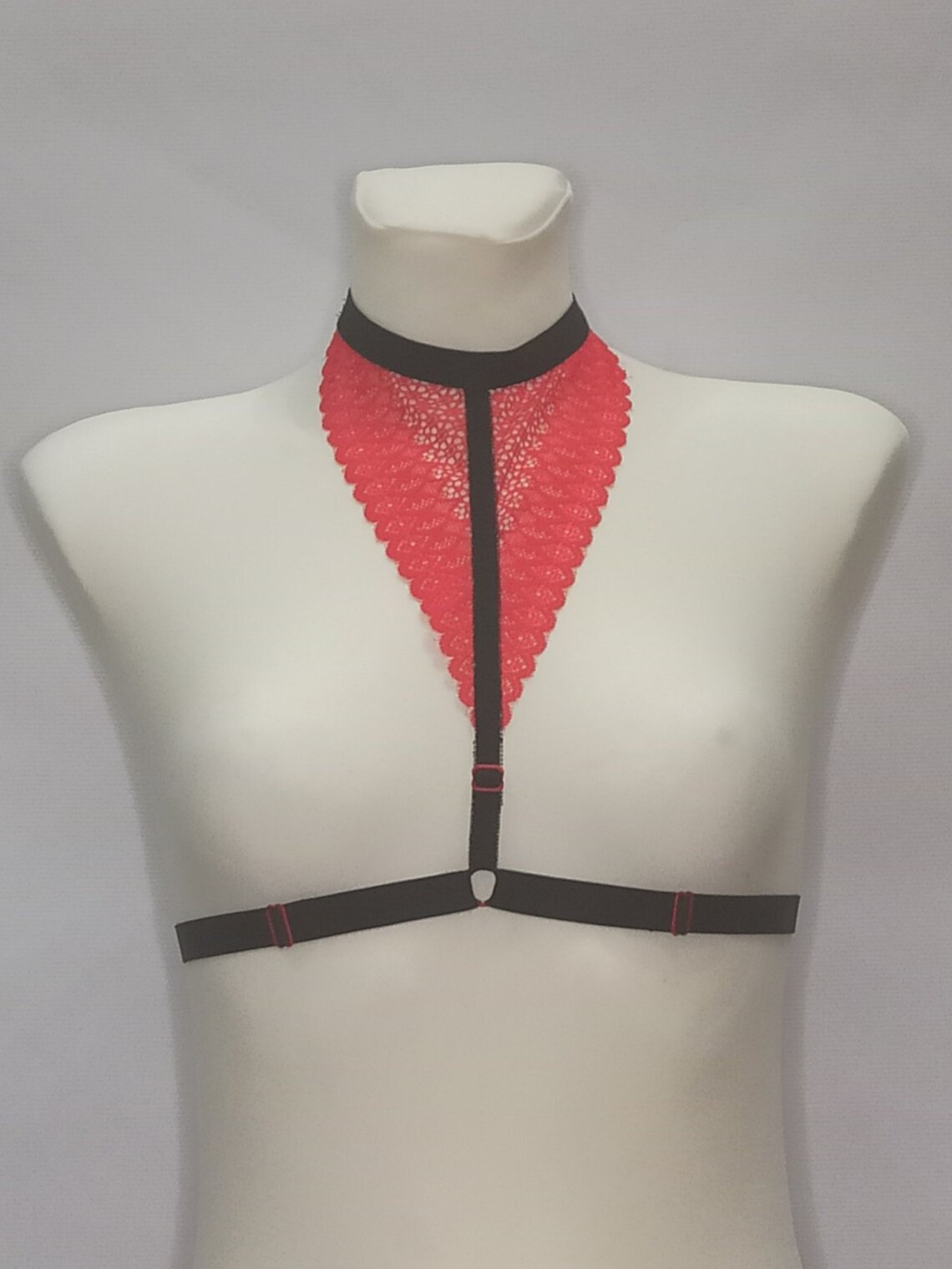 Lingerie Harness Set Red and Black Harness See Trought - Etsy