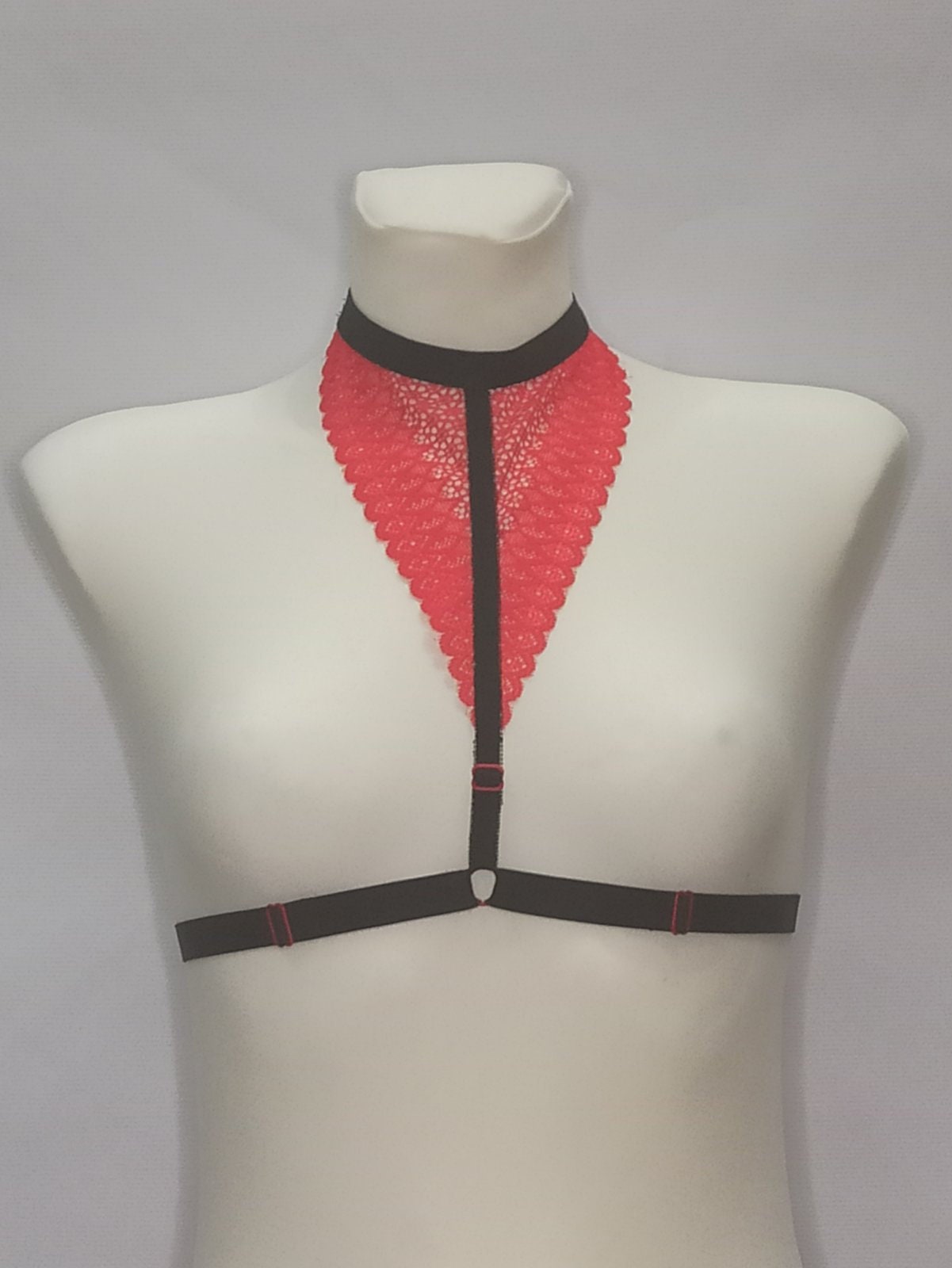 Lingerie Harness Set Red and Black Harness See trought | Etsy