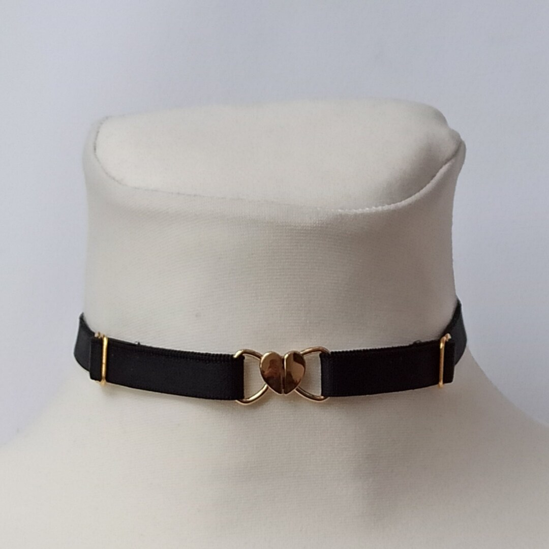 Elastic Choker With Hardware, Choker With Heart Closure, Sliders and O ...