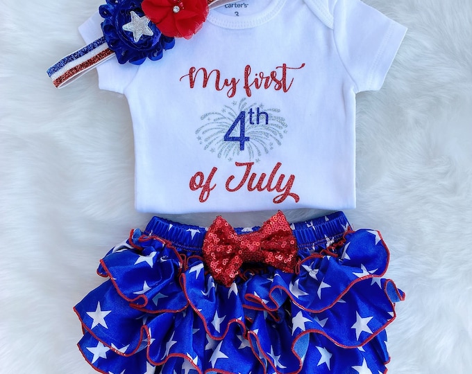 First 4th of July baby Girl's 1st Fourth of July Outfit ,red White and Cute ,all American Baby ...