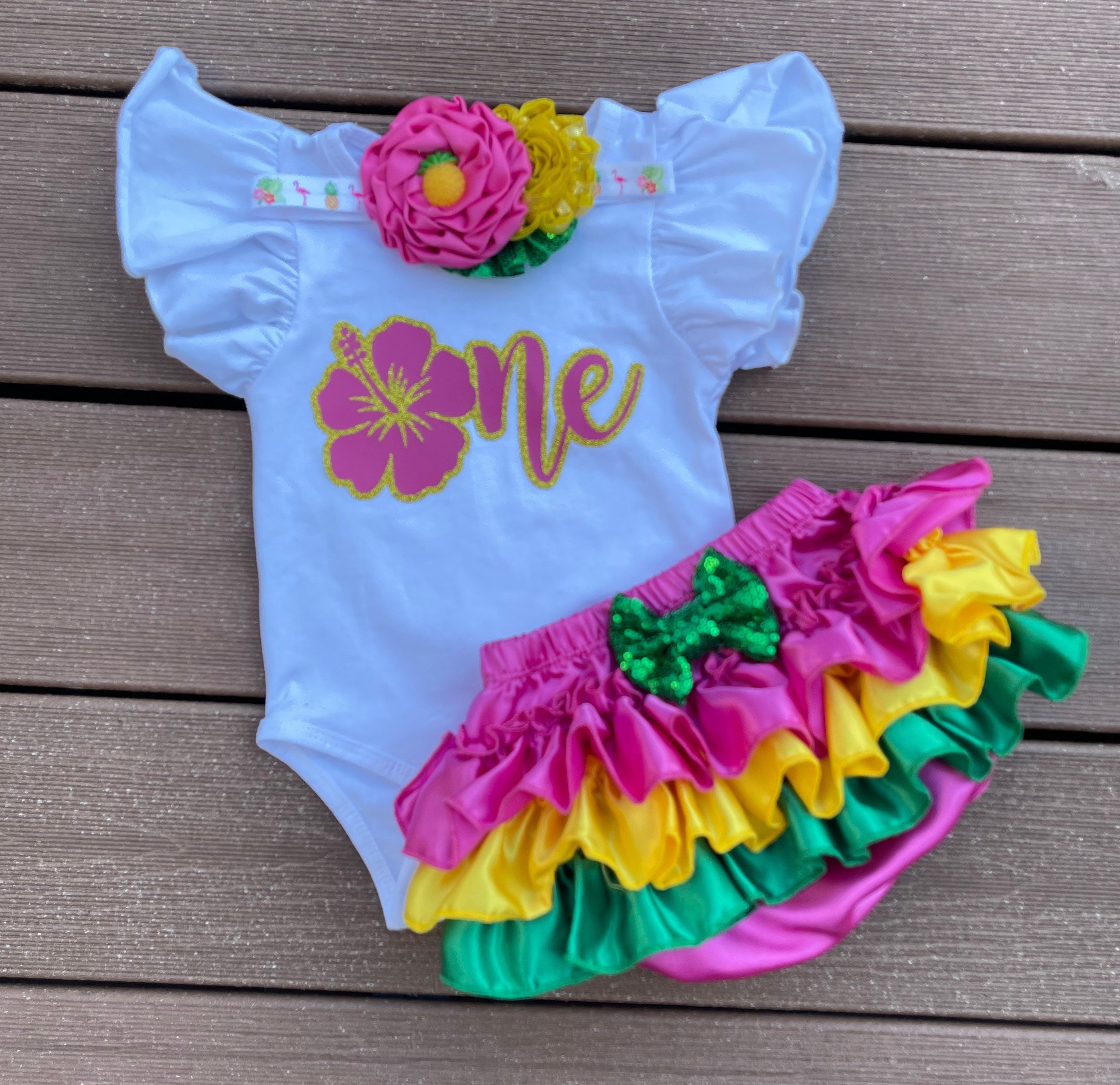 Hawaiian 1st Birthday Outfit - Aloha Birthday, Hawaiian Theme,cake ...