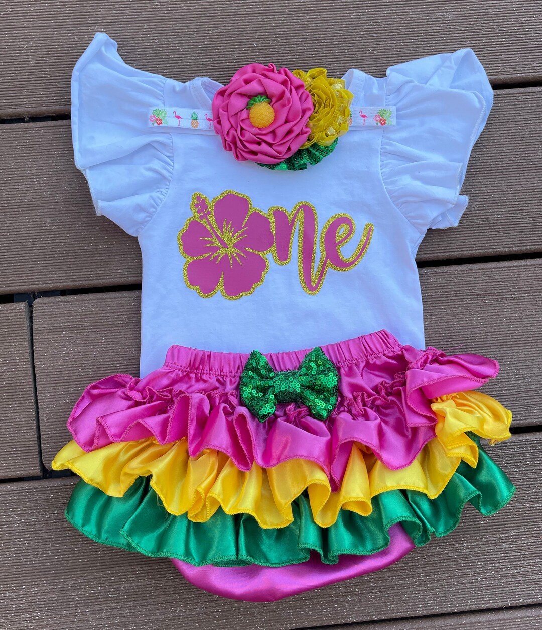 Hawaiian 1st Birthday Outfit - Aloha Birthday, Hawaiian Theme,cake ...