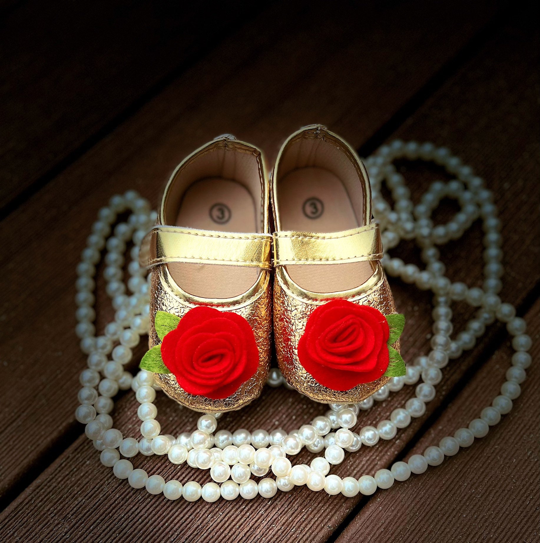 Baby Girl Shoes - Golden Baby Shoes, Belle Shoes , First Birthday Shoes ...