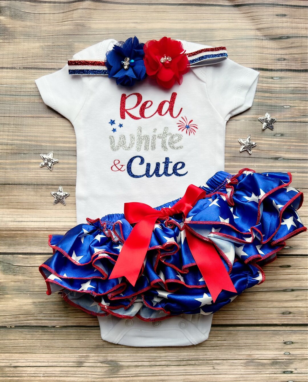First 4th of July baby Girl's 1st Fourth of July Outfit ,red White and Cute ,all American Baby ...
