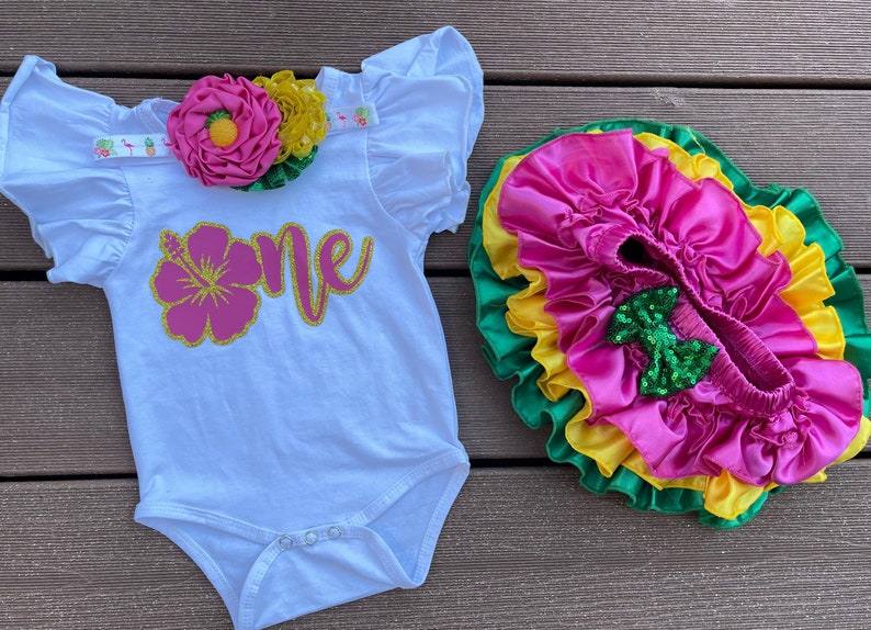 Hawaiian 1st Birthday Outfit - Aloha Birthday, Hawaiian Theme,cake ...