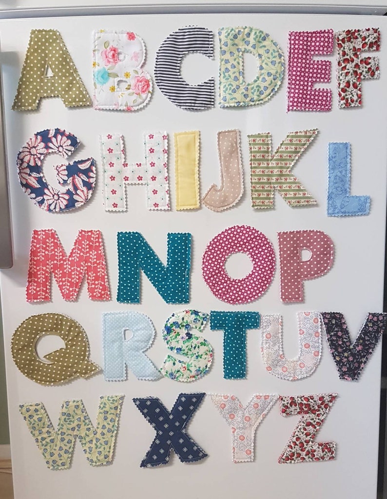 Uppercase & Lowercase Fabric Alphabet Letters/numbers, Fridge Magnet ...