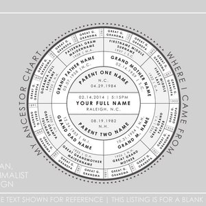 Blank Ancestor Chart // Round Family Tree // 11x14 // PRINTABLE - Etsy