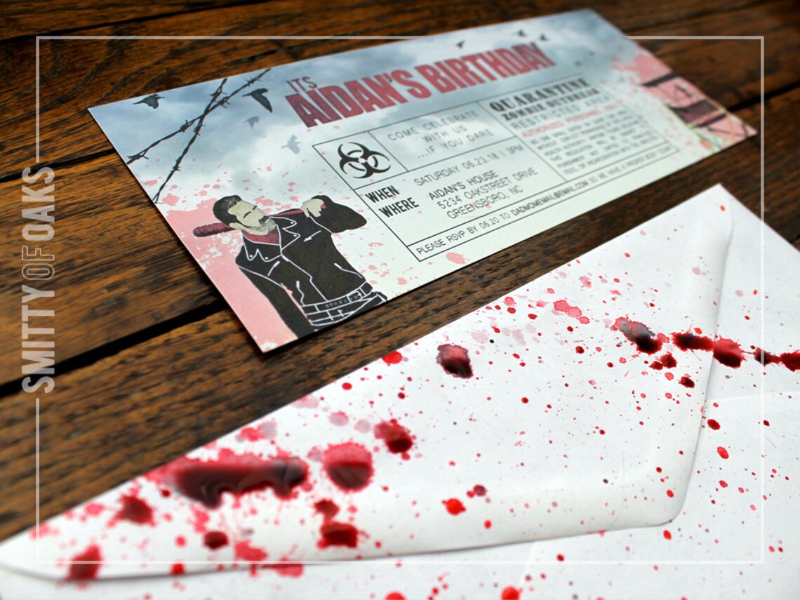 Zombie Birthday Party Invitation // Printable // 3.75x9 - Etsy
