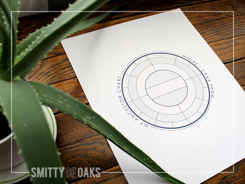 Blank Ancestor Chart // Round Family Tree // 11x14 // PRINTABLE - Etsy