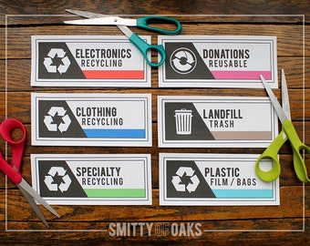 Printable Trash & Recycle Labels for Recycling Bins Eco Friendly ...