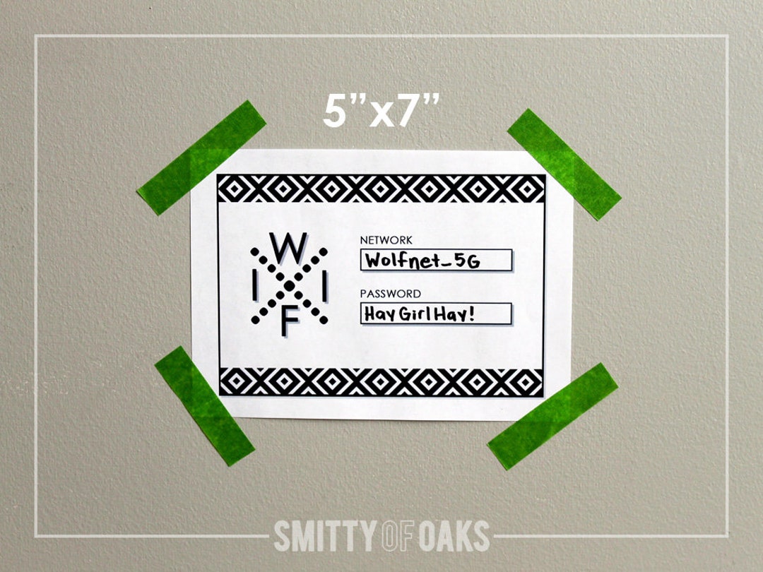 WIFI Password PRINTABLE // 5"x7" // Diamonds Pattern - Etsy