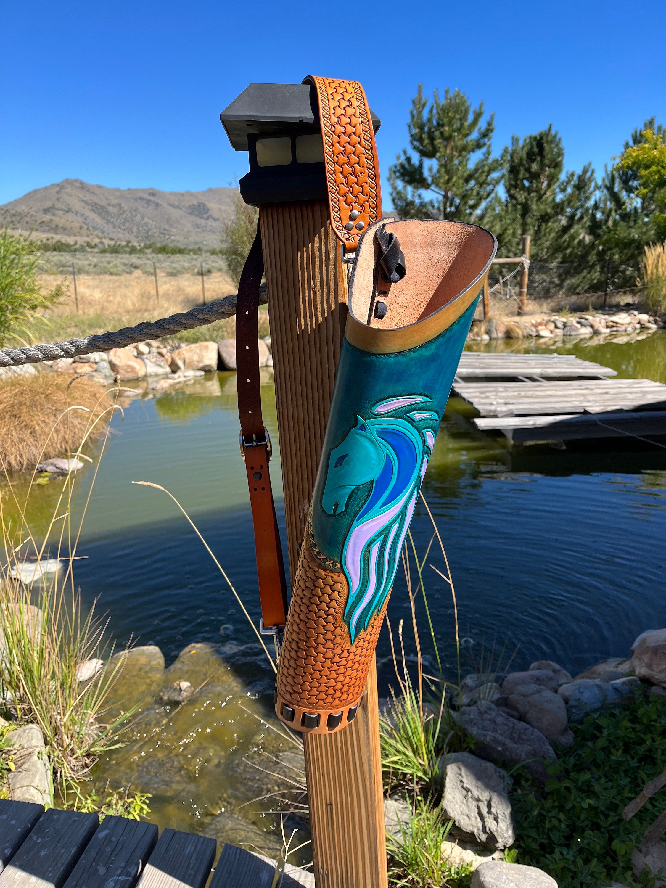 Horse Tooled Leather Back Quiver - Etsy