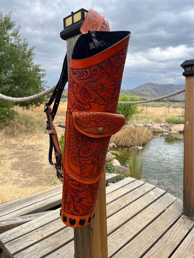 Custom Hand Tooled Leather Back Quiver - Etsy