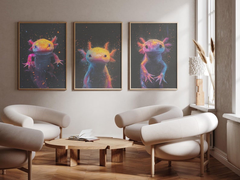 Axolotl - Set of Three - Photo Print Poster - Wall Art - Set of 3 - - Etsy