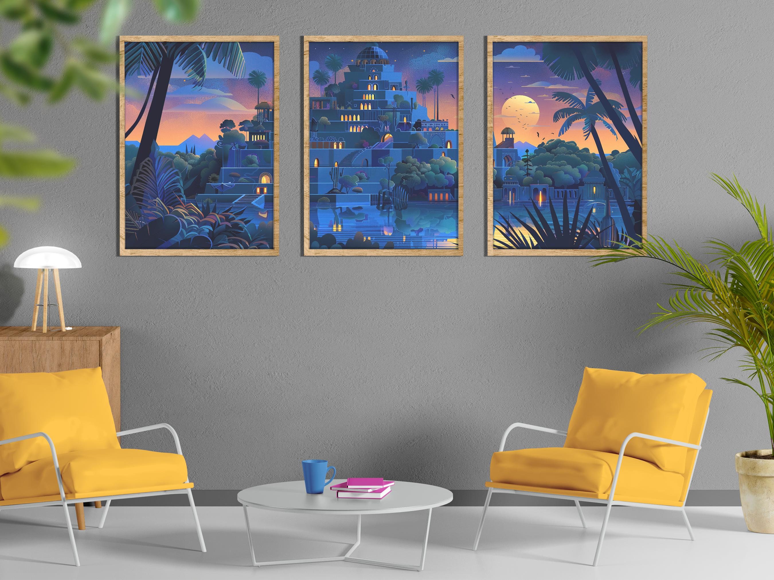 Hanging Gardens of Babylon Set of 3 Photo Print Posters Travel Art ...