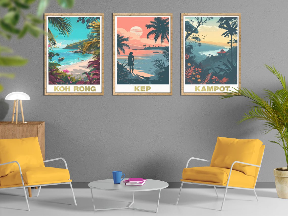 Cambodia | Koh Rong - Kep - Kampot - Set of 3 - Photo Print Posters ...