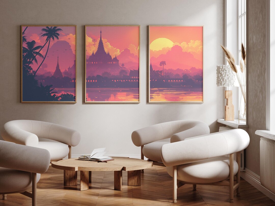 Vientiane | Pha That Luang - Set of 3 - Photo Print Posters - Travel ...