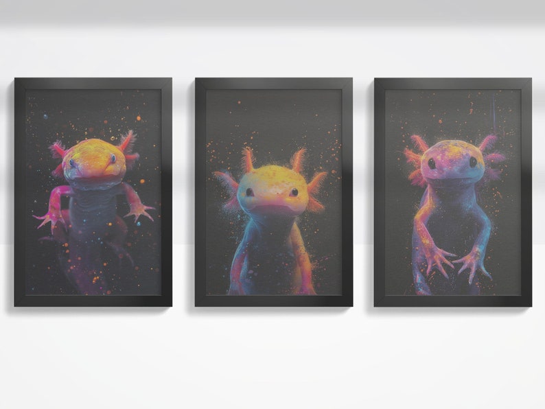 Axolotl - Set of Three - Photo Print Poster - Wall Art - Set of 3 - - Etsy