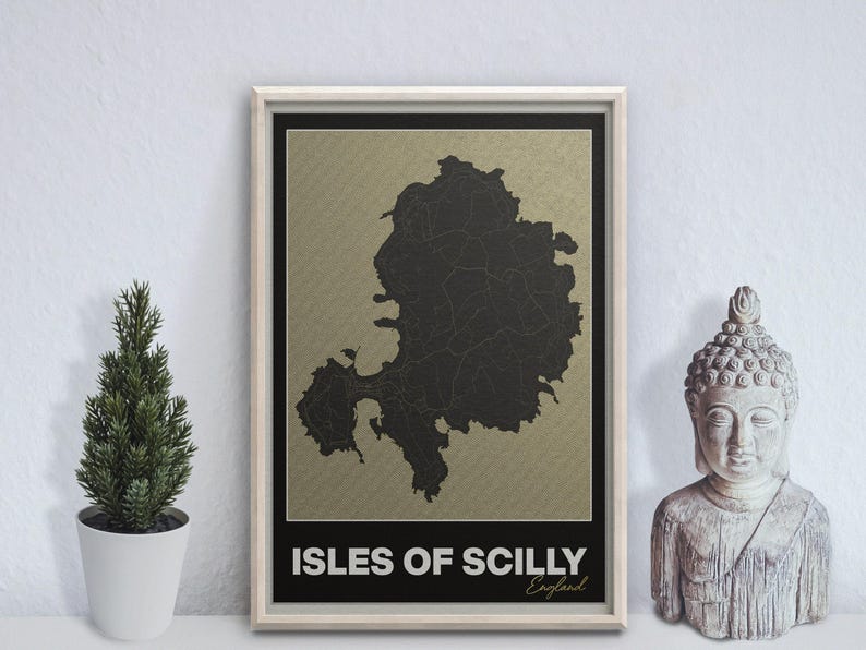 Isles of Scilly Map Print (cornwall) – Minimalist Street Map Poster ...