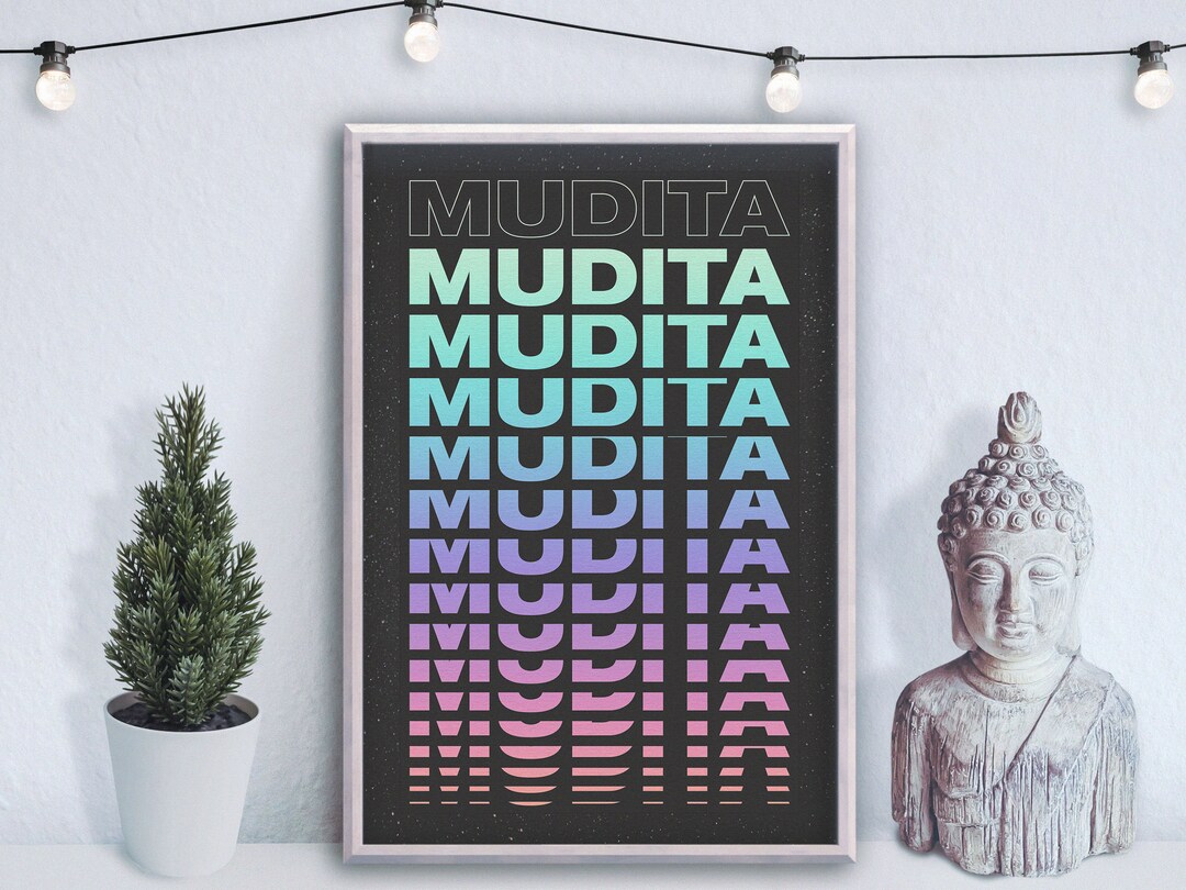 Mudita Word Art Print Poster - Joy/pleasure From Seeing Other People ...
