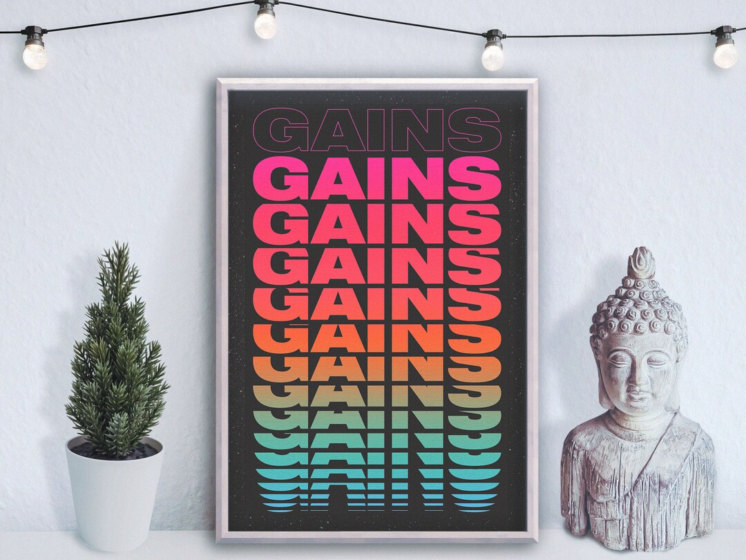 Gains Word Art Print Poster - Wall Art - Home Decor - Gym Motivation ...