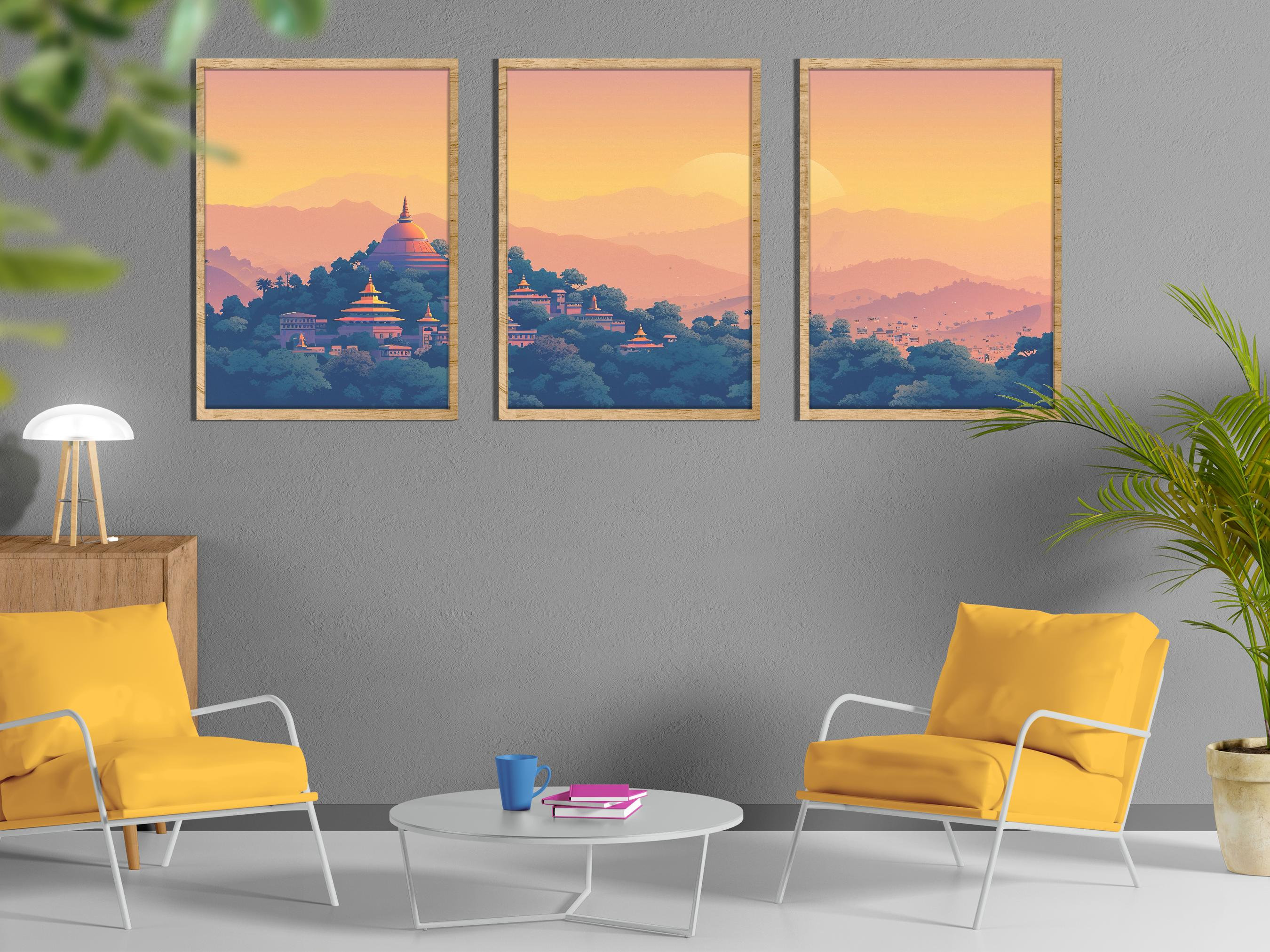 Kathmandu Swoyambhu Mahachaitya Set of 3 Photo Print Posters Travel Art ...