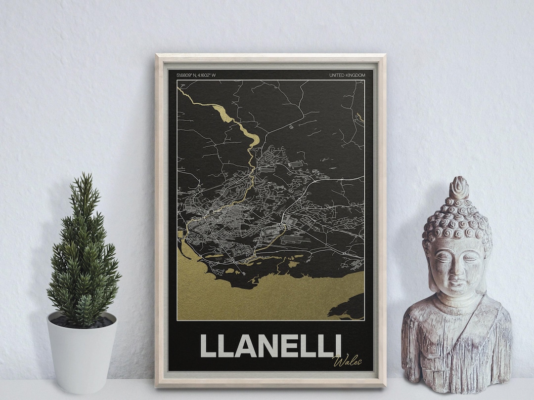 Llanelli Map Print (carmarthenshire) – Minimalist Street Map Poster ...