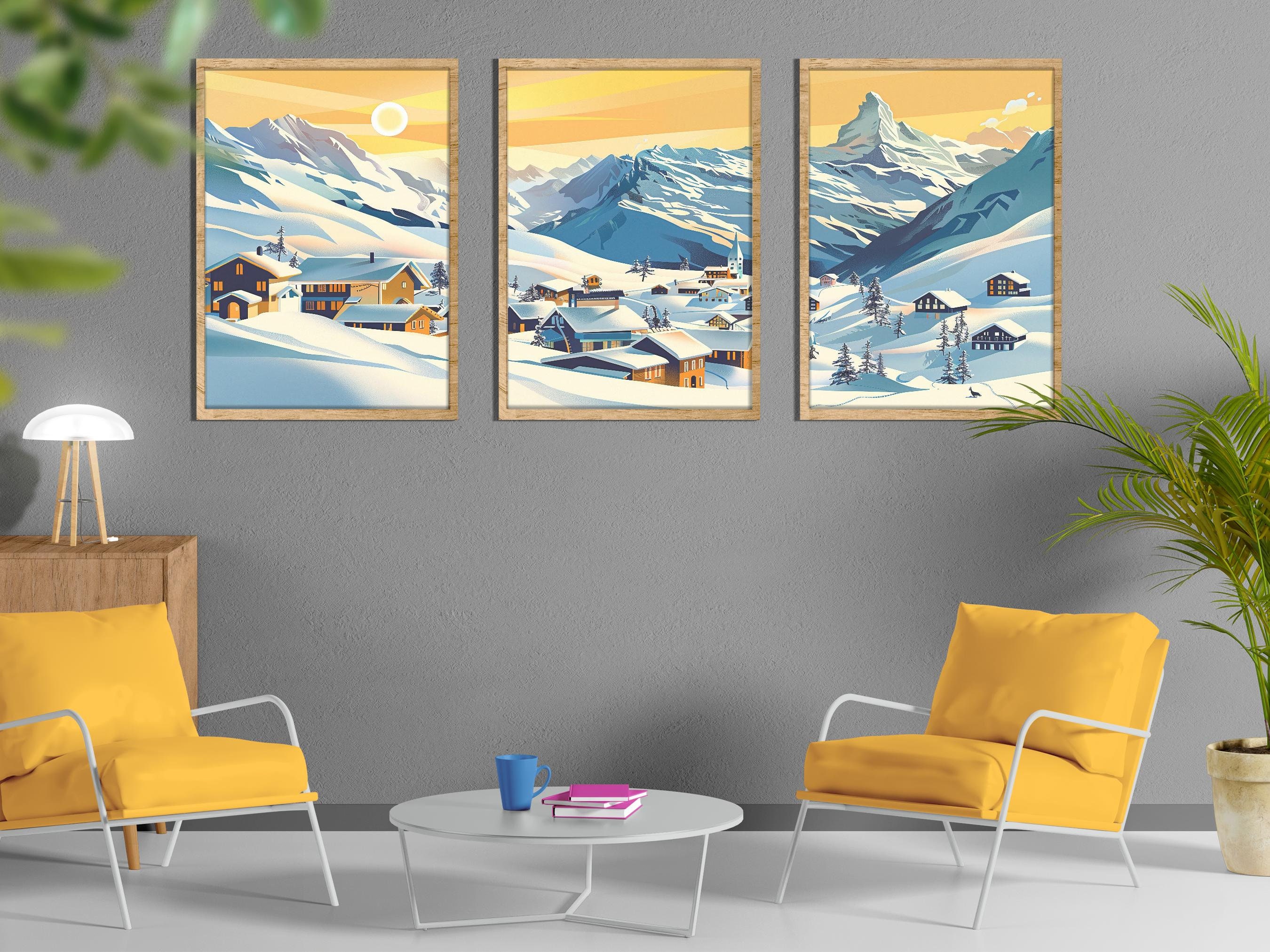 Saas-Fee Gletscherdorf | Schweiz - 3er Set - Fotodruck Poster - Reise ...