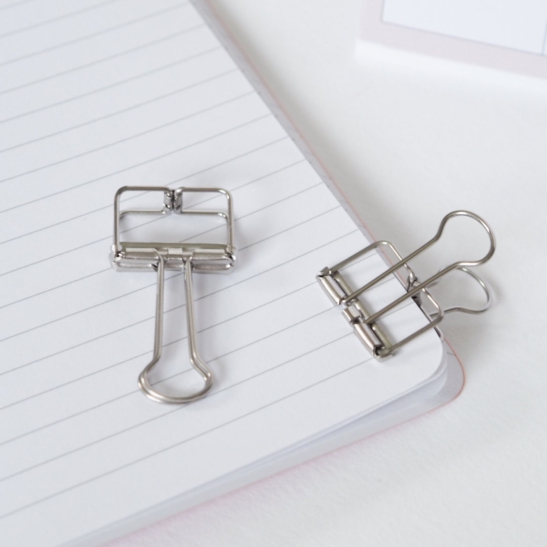 Pack of 2 Small Silver Skeleton Binder Clip, Planner Clip, Journal Clip ...