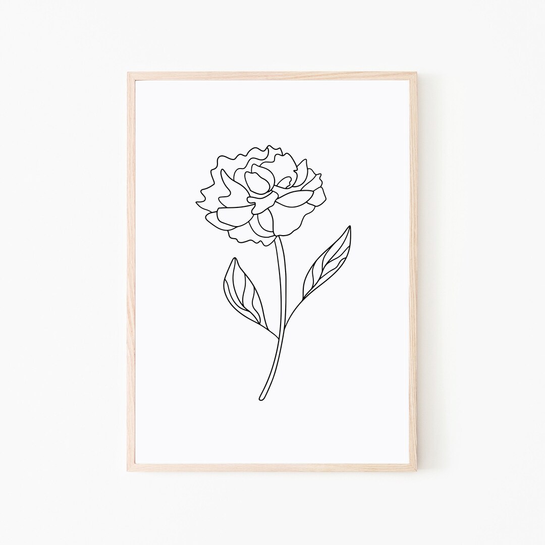 Peony Print, One Line Print, Line Drawing Print, One Line Peonies ...