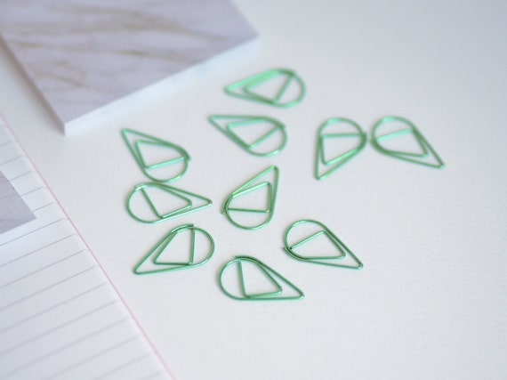 Home & Living Paper Clip Set Drop Shape Paper Clips Set Of 4 Green ...