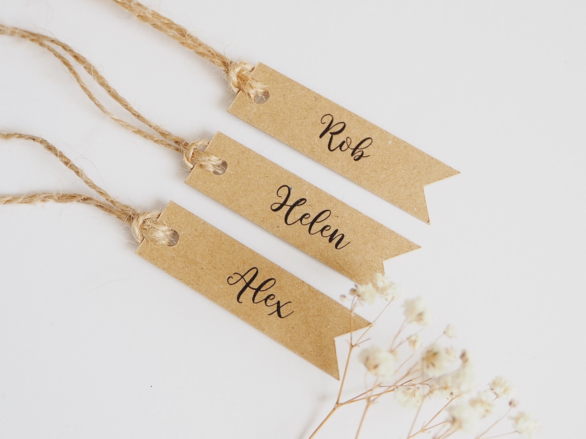 Small Flag Tags, Wedding Place Card, Personalised Calligraphy Name Tags ...