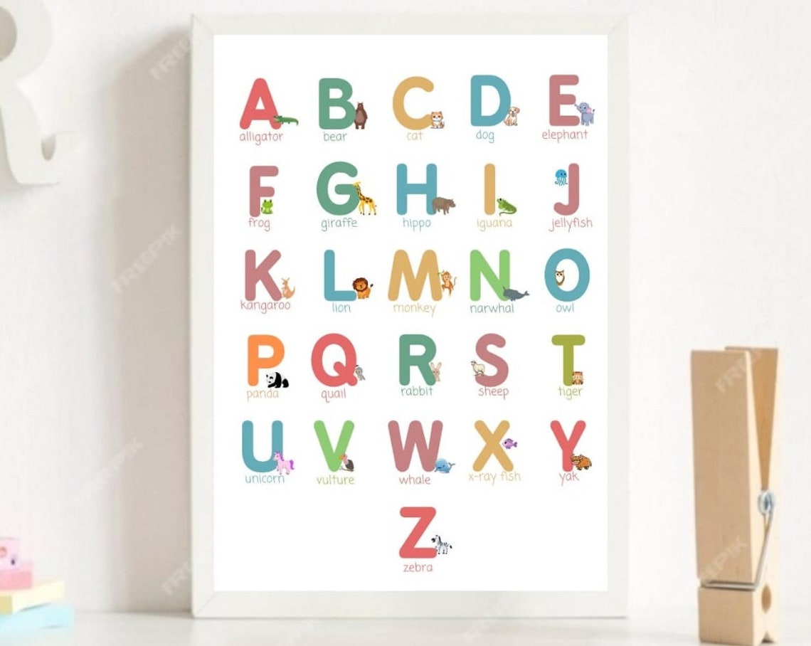ABC Poster, Colorful Animal ABC Poster, Educational Poster, Classroom ...