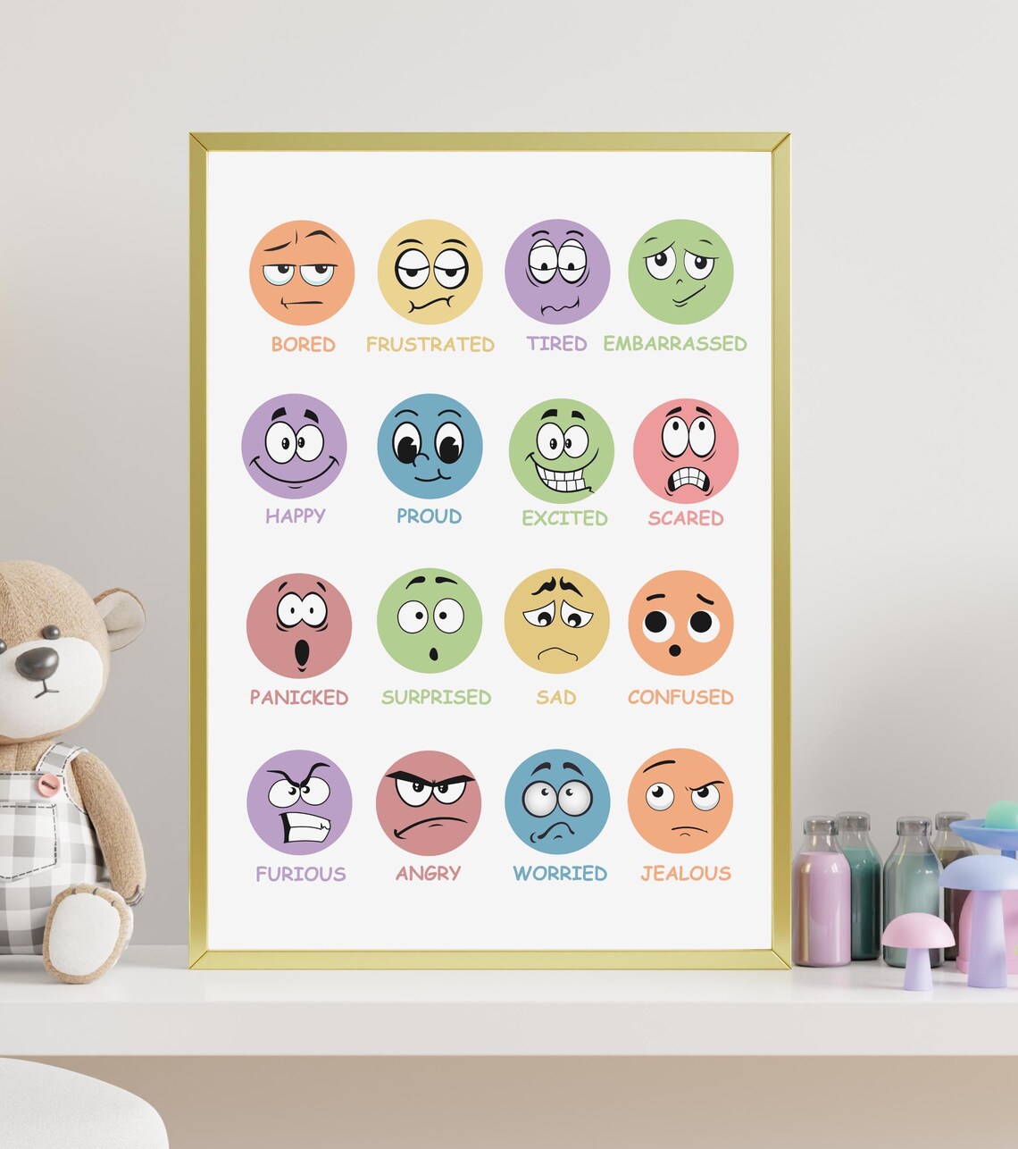 Feelings Chart Poster, Feelings Poster for Kids, Montessori Homeschool ...