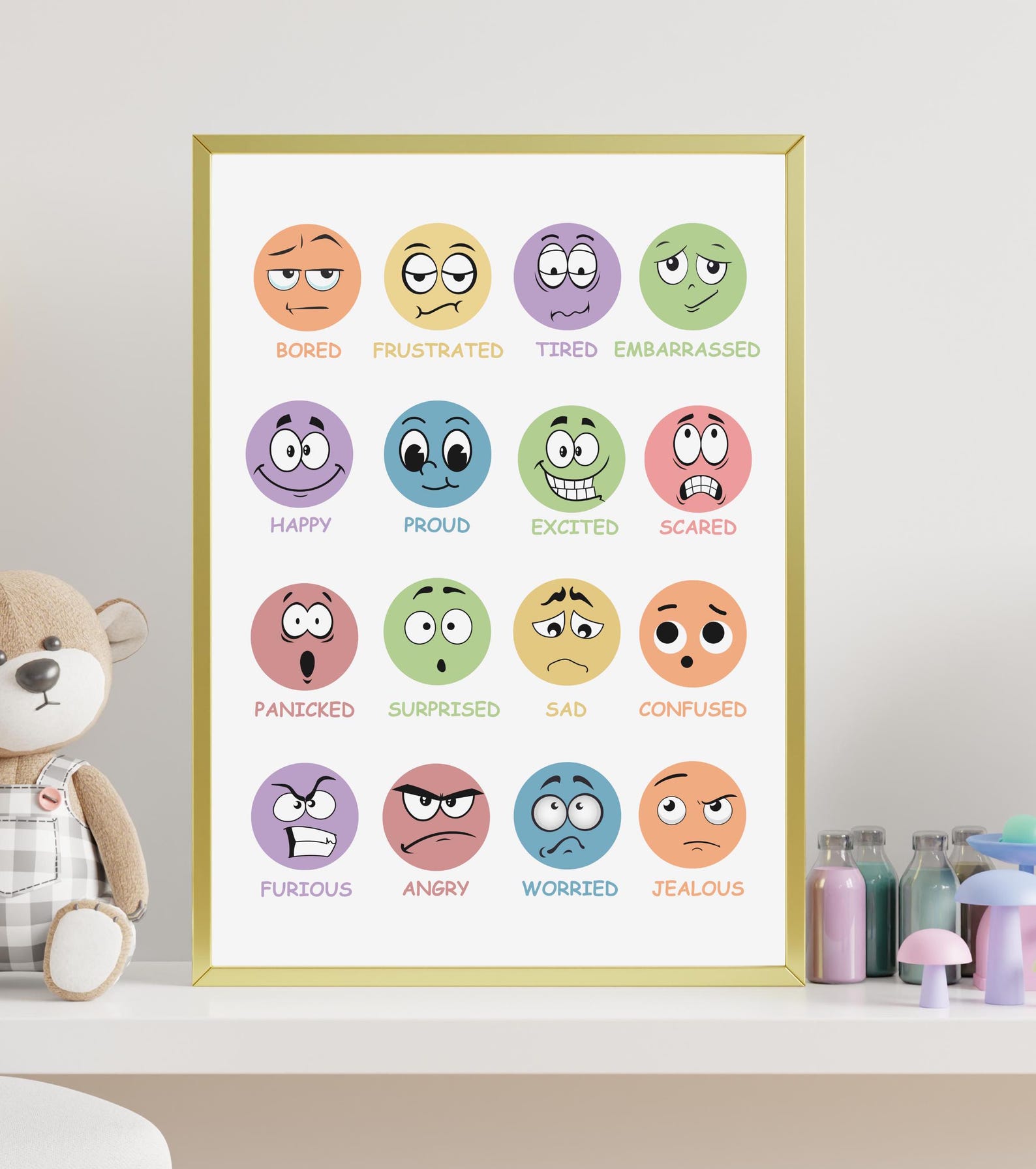Feelings Chart Poster, Feelings Poster for Kids, Montessori Homeschool ...