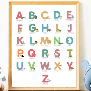 ABC Poster, Colorful Animal ABC Poster, Educational Poster, Classroom ...