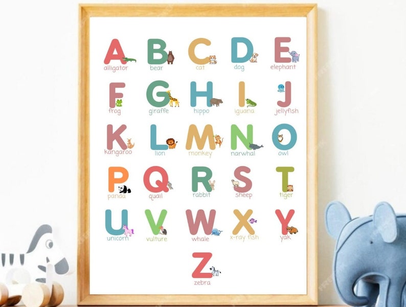 ABC Poster, Colorful Animal ABC Poster, Educational Poster, Classroom ...
